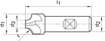 Hörnradiefräs DIN 6518-B HSSE 1,0mm